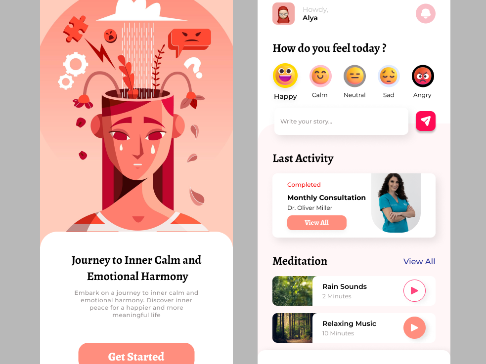 Mental Health App UI Design by Nur Iriana on Dribbble