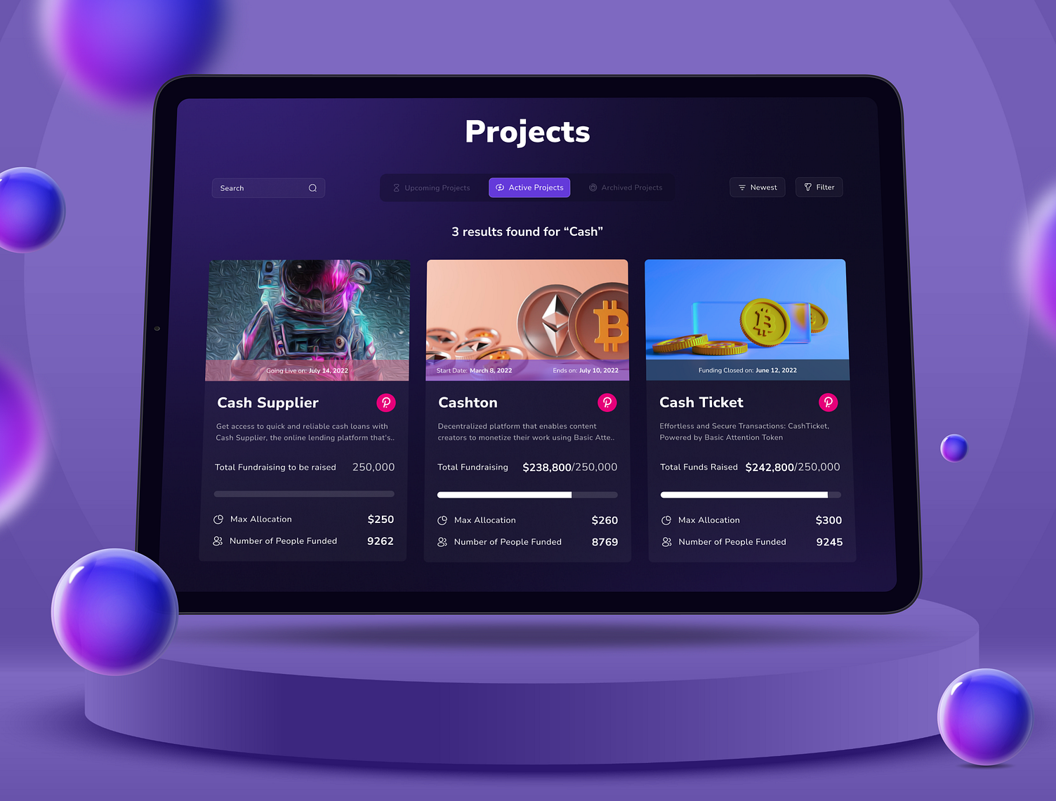 Projects Page UI for Crypto Platform by ProCreator - Global UI/UX ...