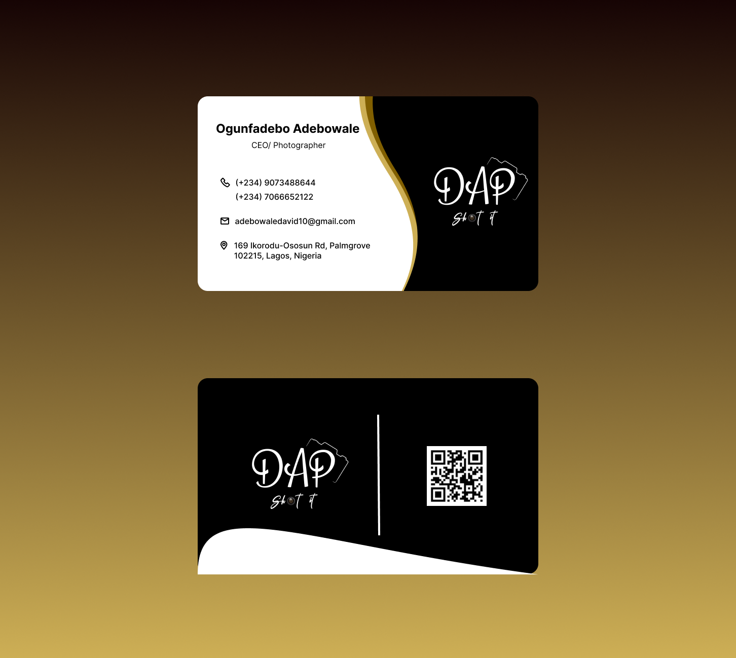 Dap Shot Business Card by =Oyenuga Dolapo on Dribbble