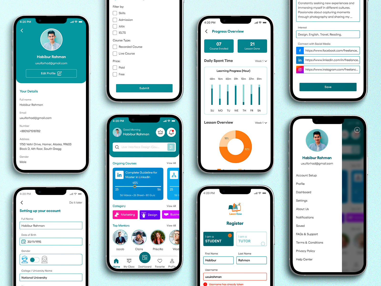 E-learning Mobile App UI UX Design by Habibur Rahman on Dribbble