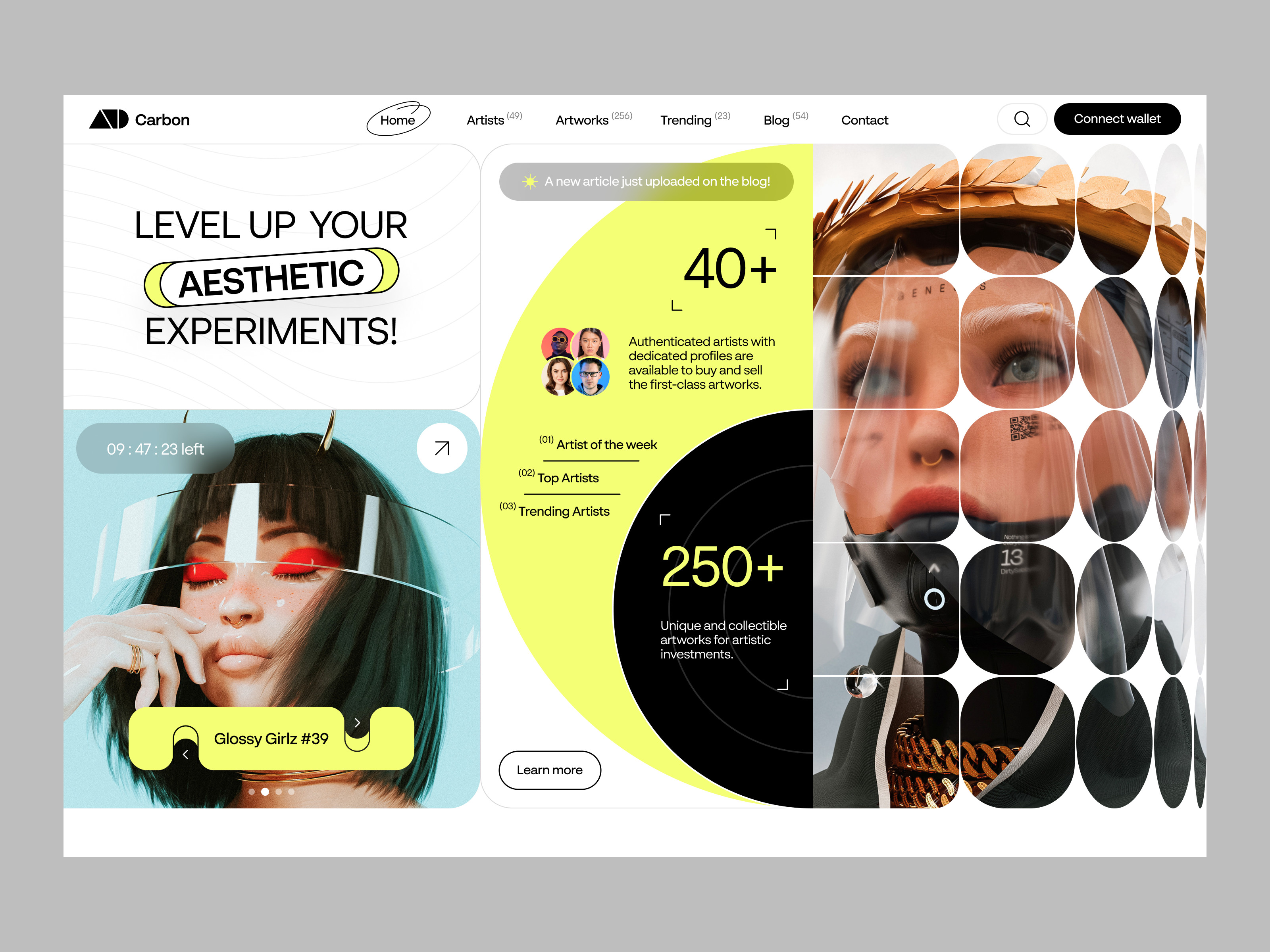 Personal Artist Portfolio Landing Page by Sam Halpert for Awsmd on Dribbble