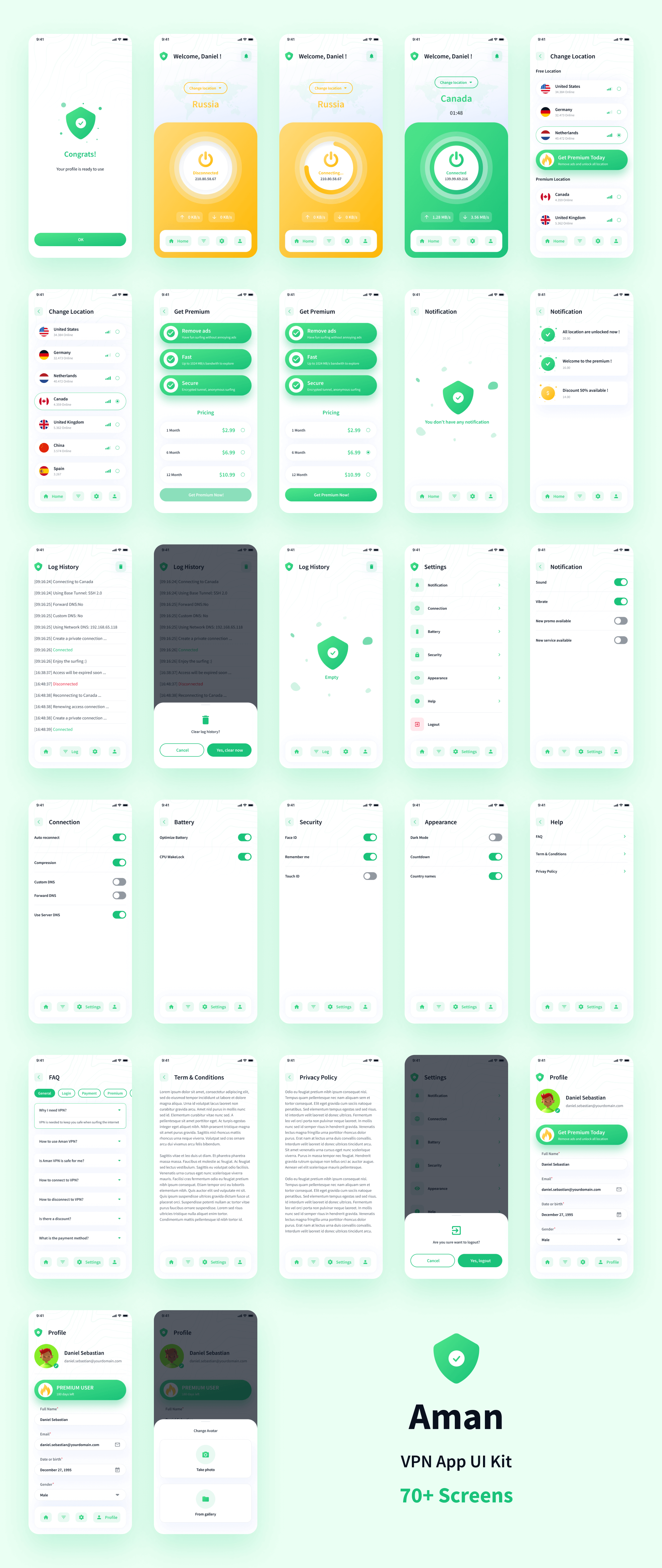 Aman - VPN App UI Kit by Sobakhul Munir Siroj on Dribbble
