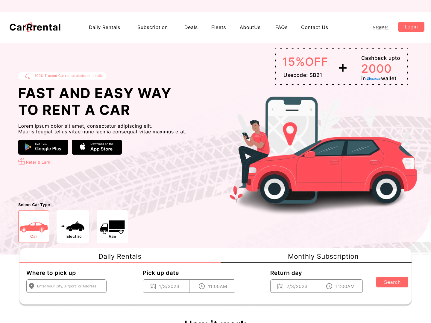 Car Rental Web Design by Sourav Bagga on Dribbble
