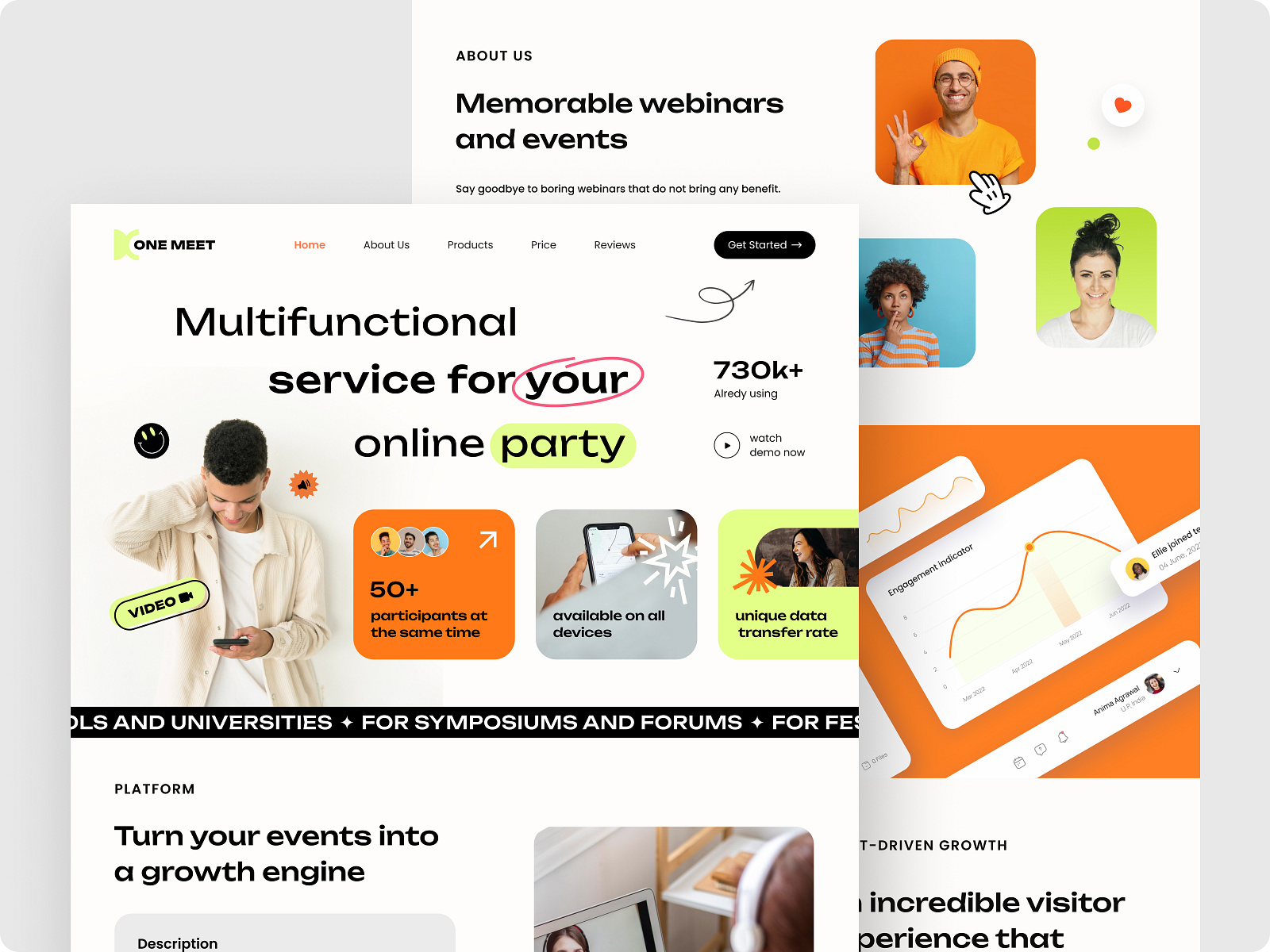 Landing page One Meet by Tatiana Tsareva on Dribbble