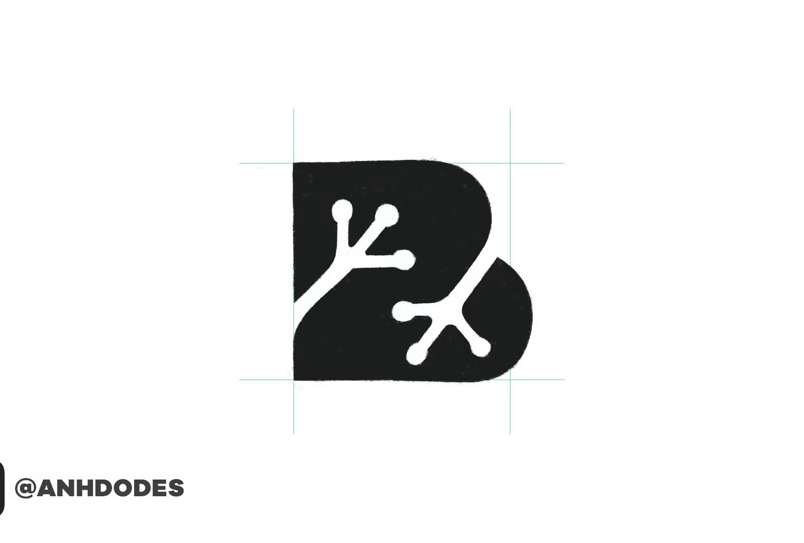 Negative Space Letter B Frog Hands monogram typography logomark by Anh ...