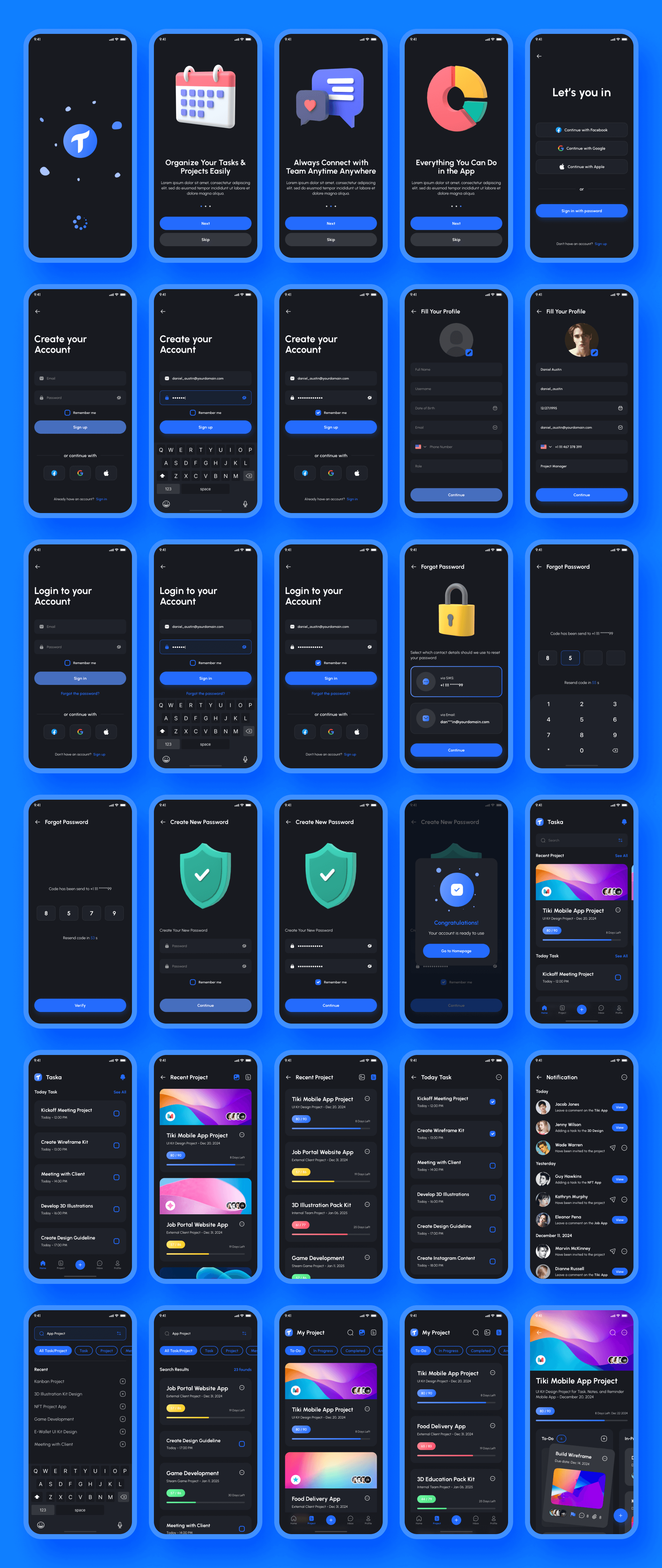 Taska - Task & Project Management App UI Kit by Sobakhul Munir Siroj on Dribbble