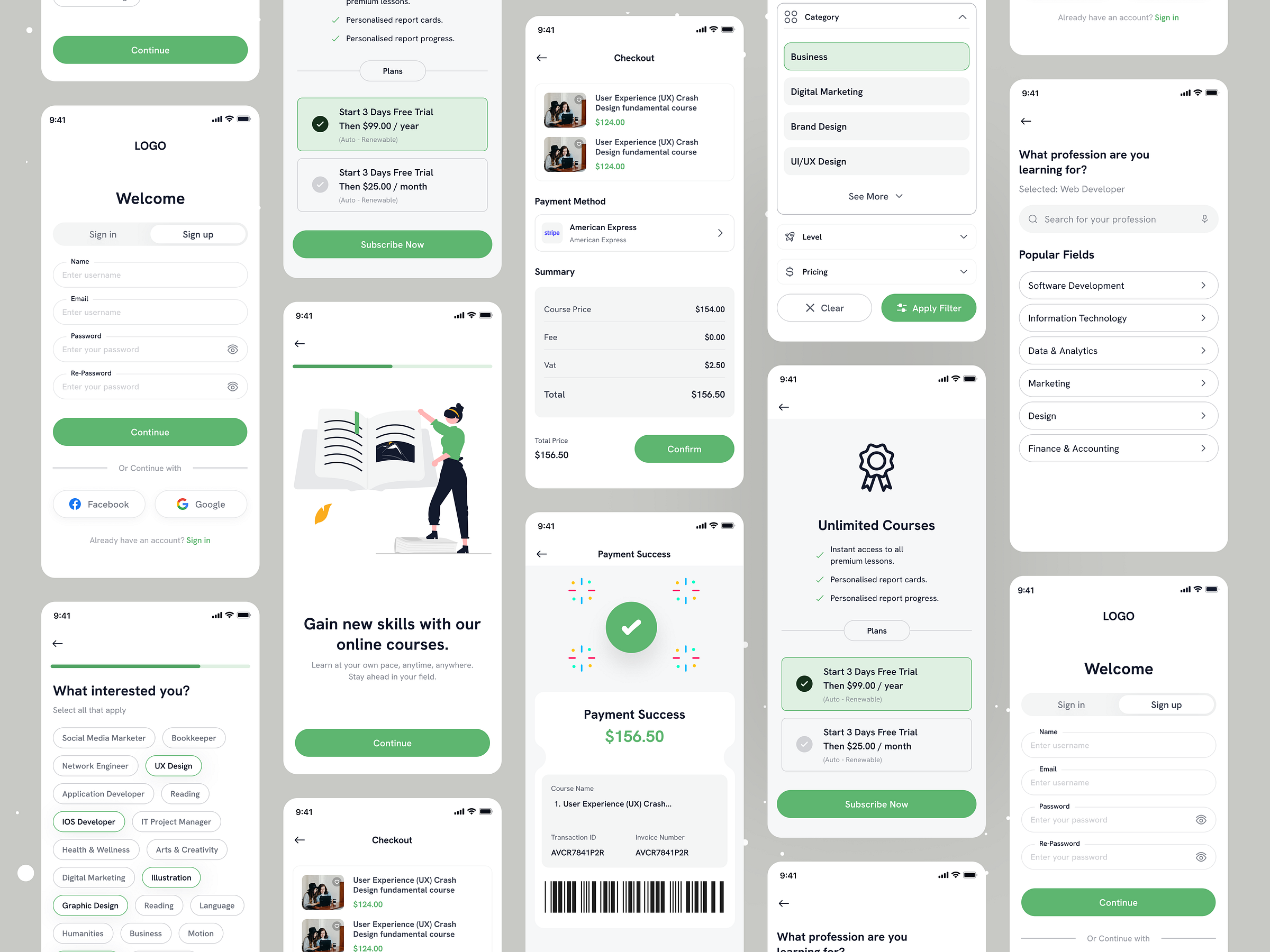 Course App Ui Kit By Ofspace Ux Ui On Dribbble