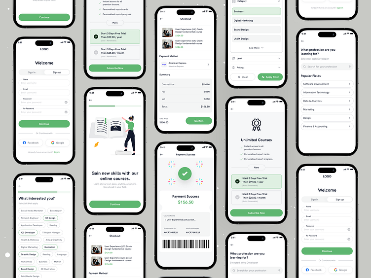 Course App Ui Kit By Ofspace Ux Ui On Dribbble