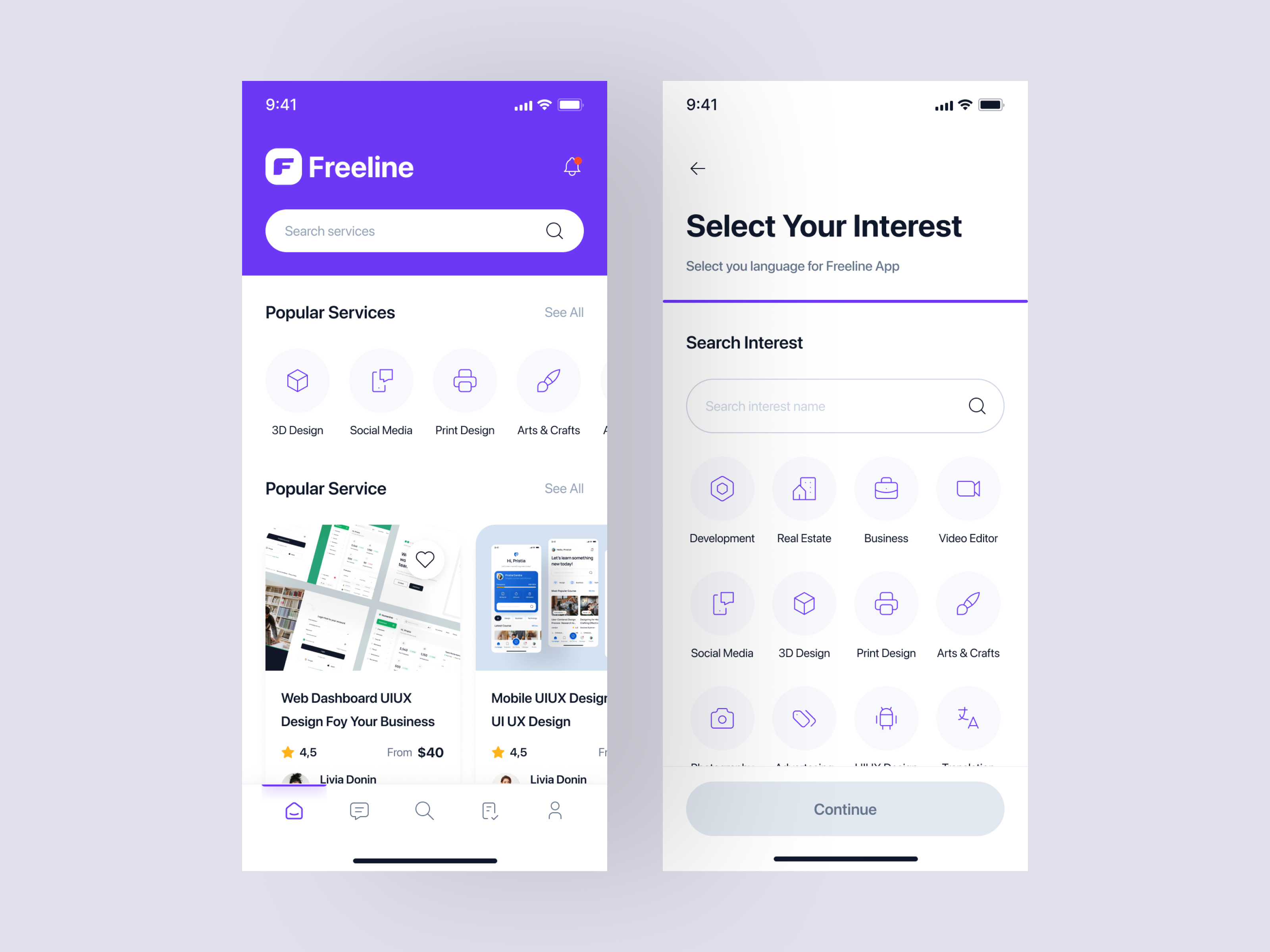 Freeline - Freelance Services App UI Kit by Uxerflow UI/UX on Dribbble