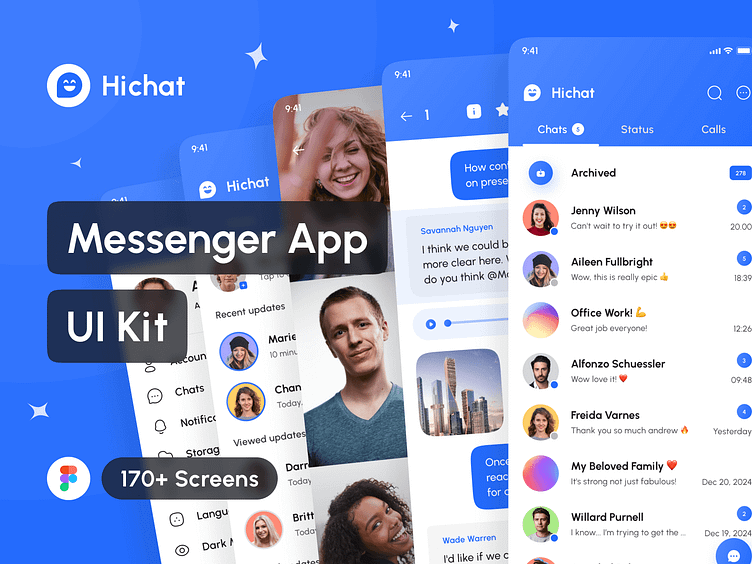 Hichat - Messenger App UI Kit by Sobakhul Munir Siroj on Dribbble