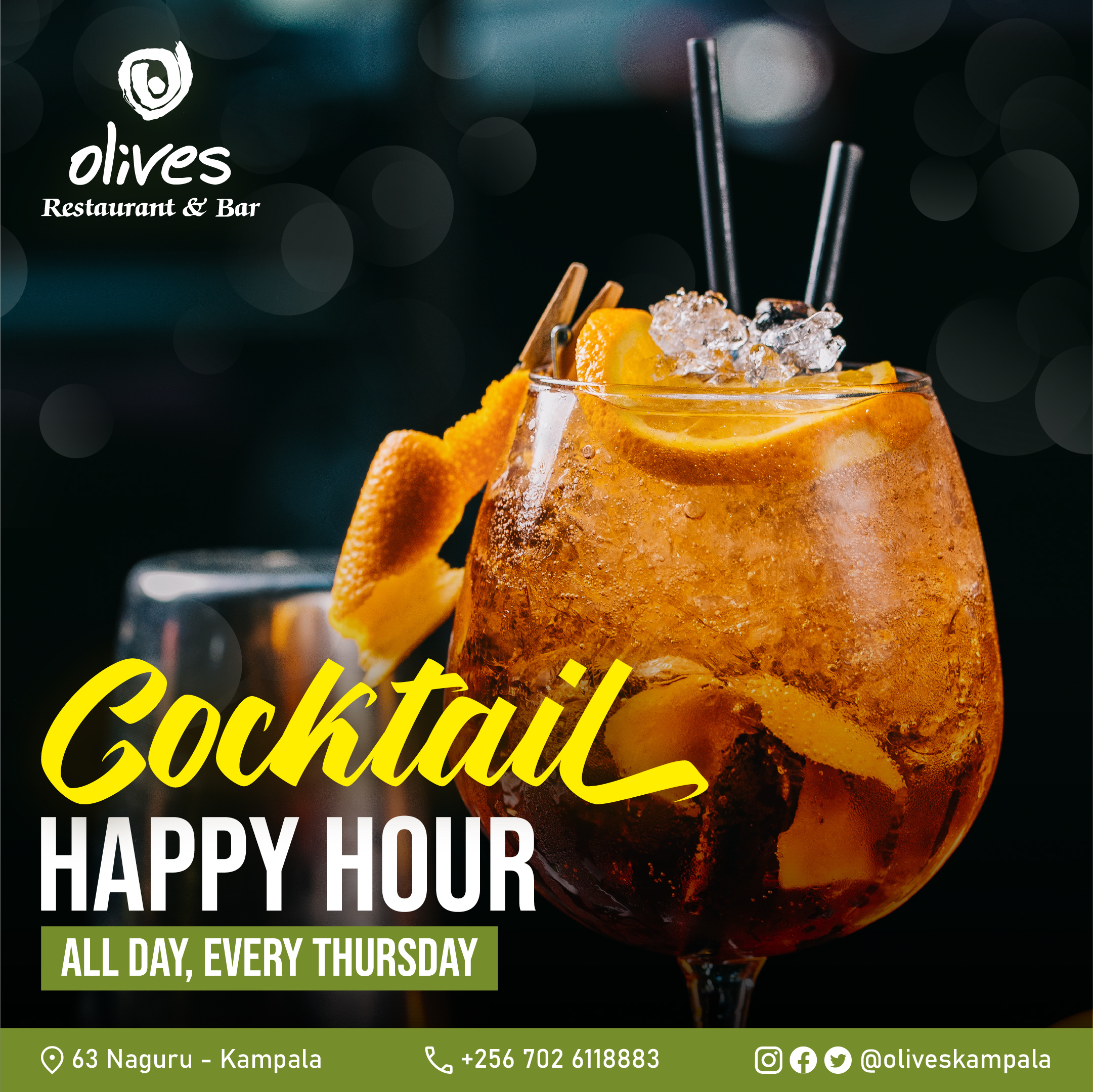 Cocktail Happy Hour posters for Olives Restaurant & Bar by Gibbs ...