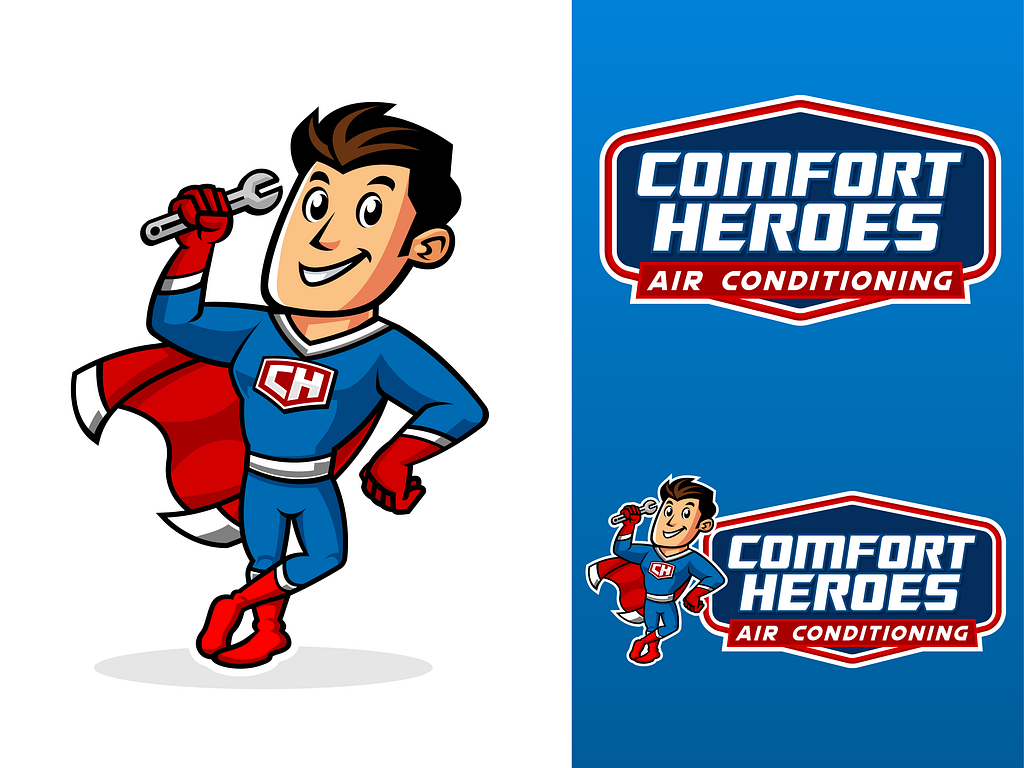 Comfort Heroes Air Conditioning Mascot and Logo Design by MJCPEN on ...