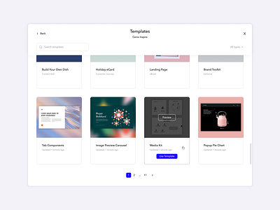 Templates modal by Devani Janssen on Dribbble
