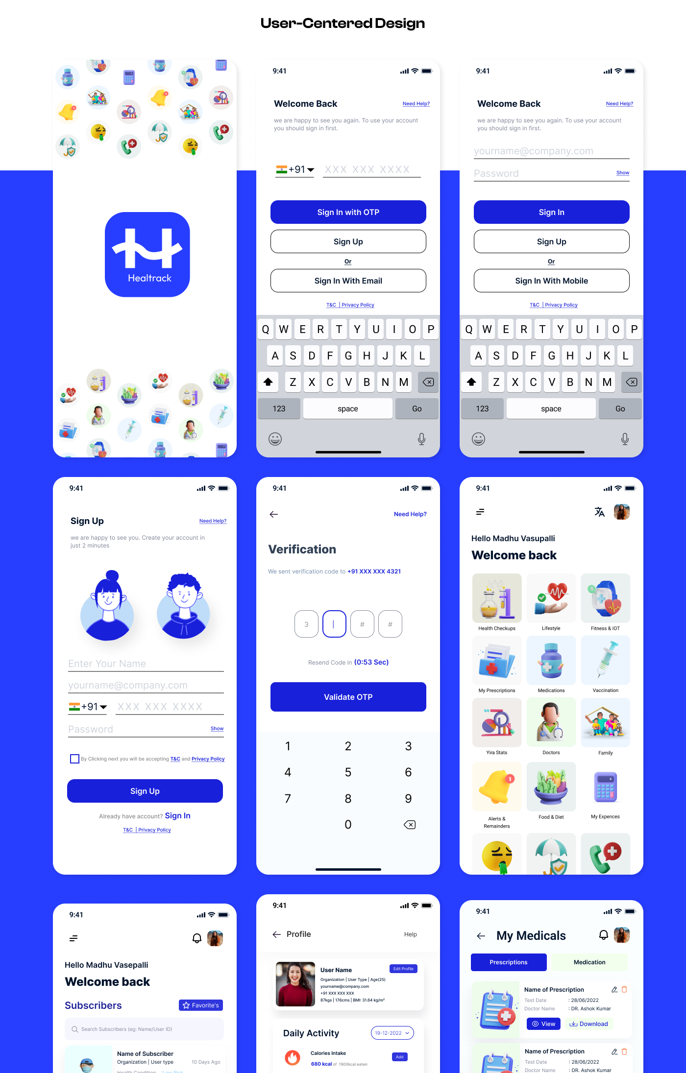 Healtrak Mobile App - Health Data Management Case Study by ZenXpod on Dribbble