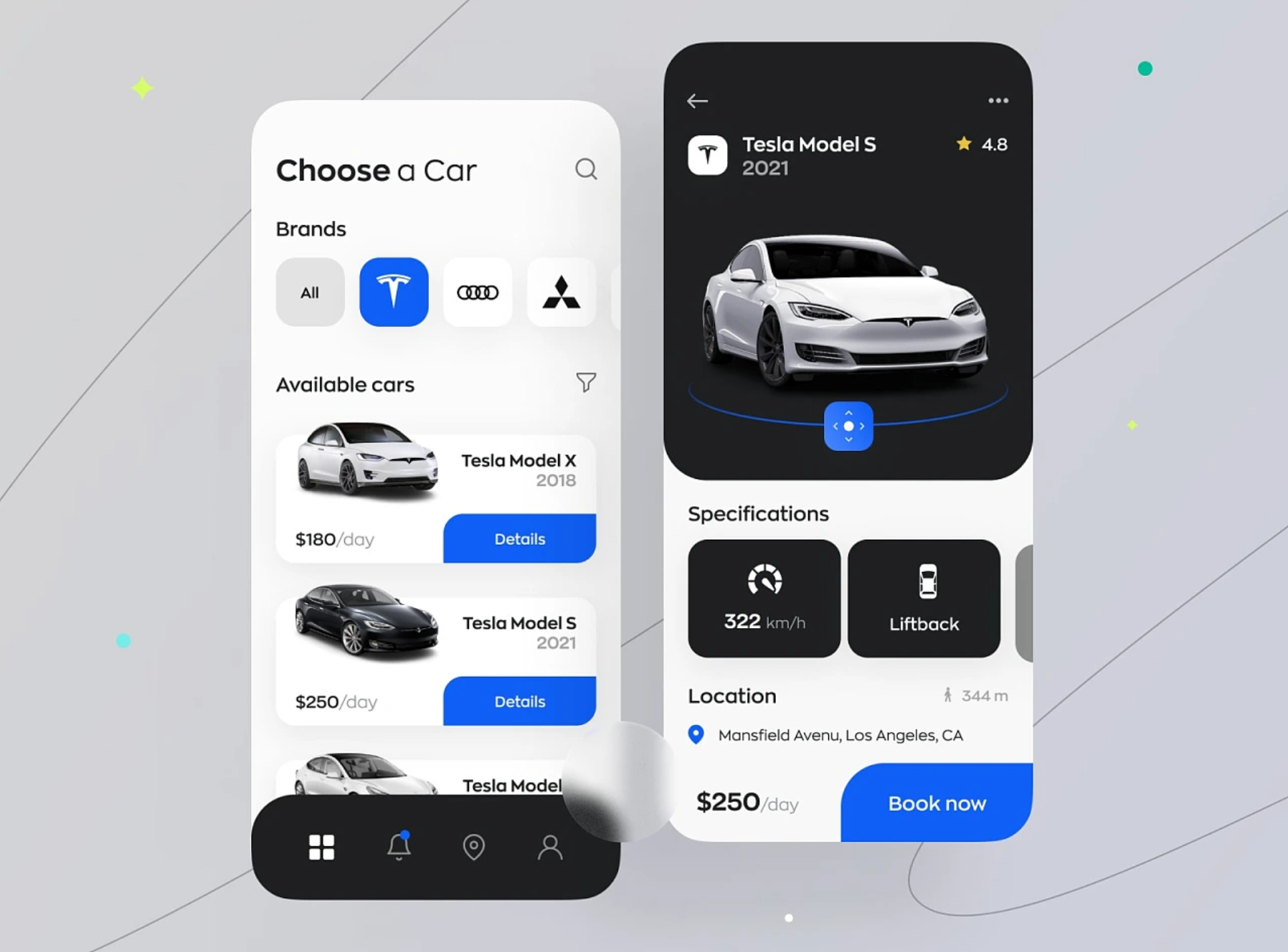 Car booking app's ui ux by Chris Ling on Dribbble
