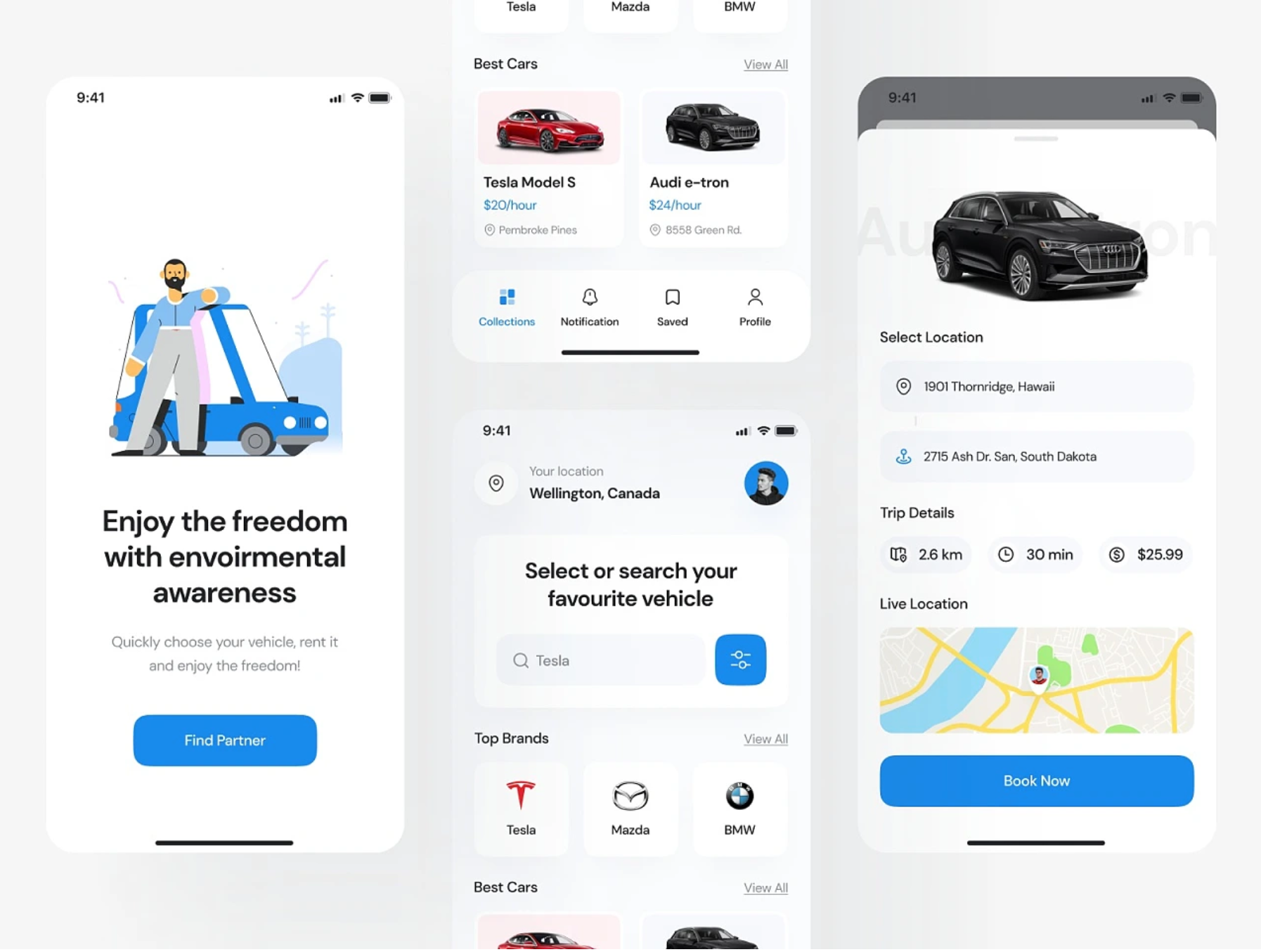 Car booking app's ui ux by Chris Ling on Dribbble