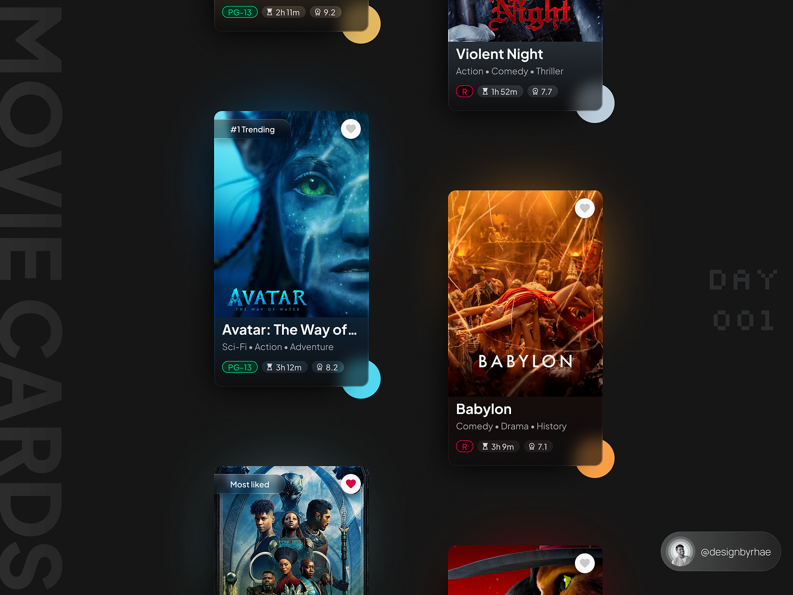 Glassmorphic movie cards by Rajesh Kumar on Dribbble