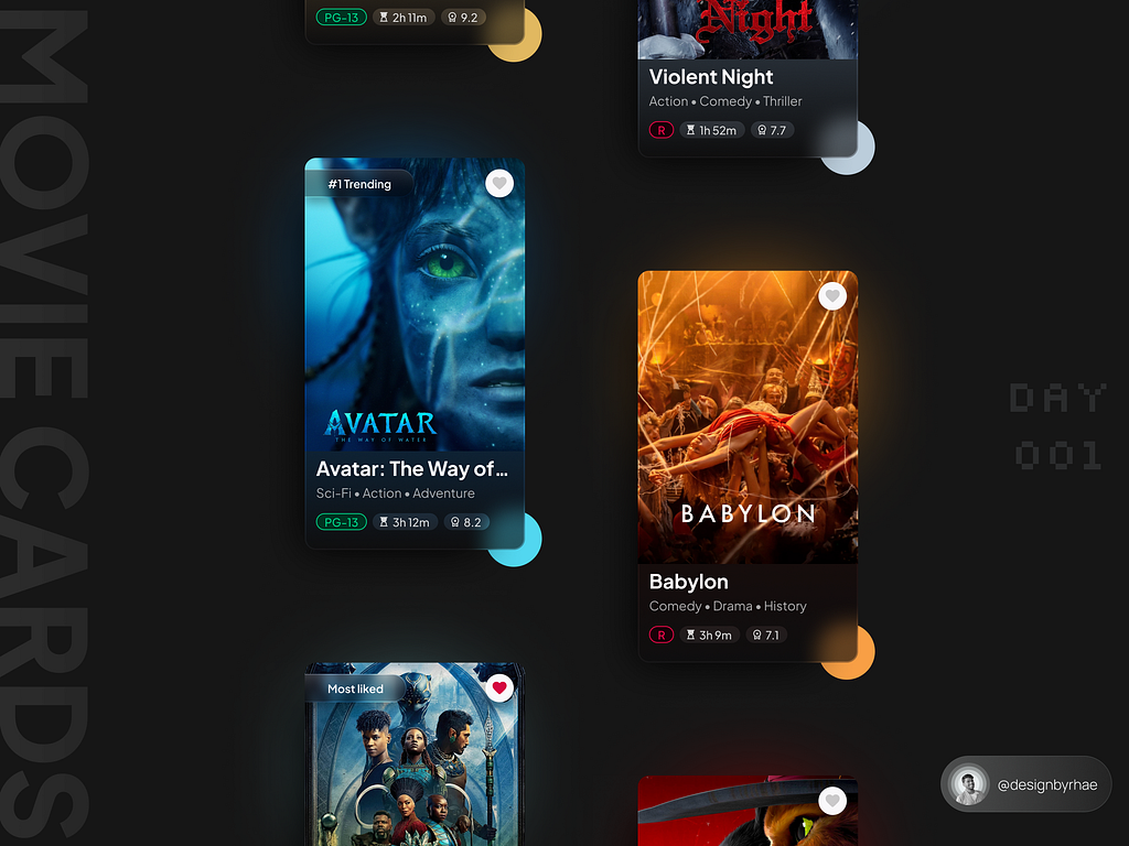 Glassmorphic movie cards by Rajesh Kumar on Dribbble