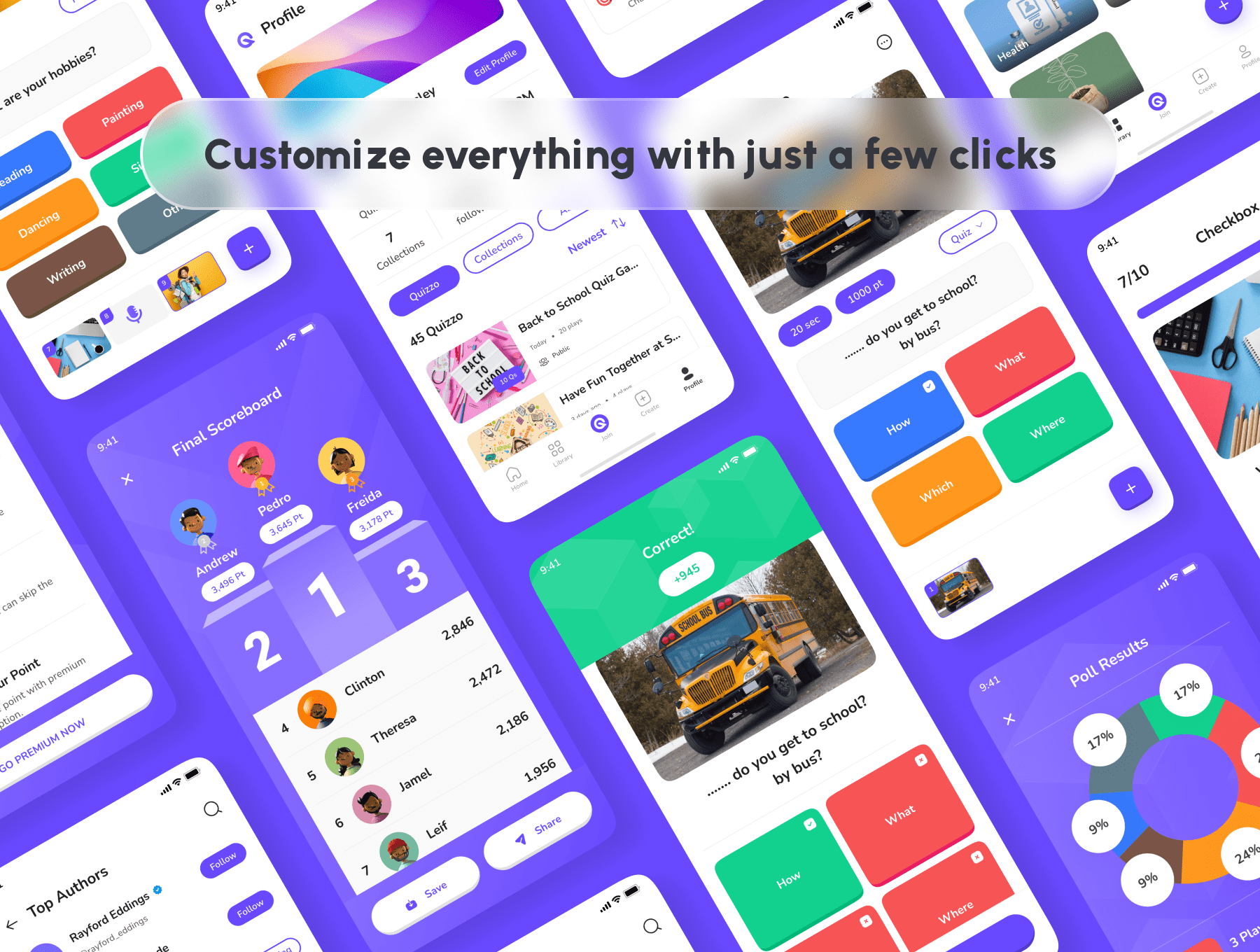 Quizzo - Quiz App UI Kit by Sobakhul Munir Siroj on Dribbble