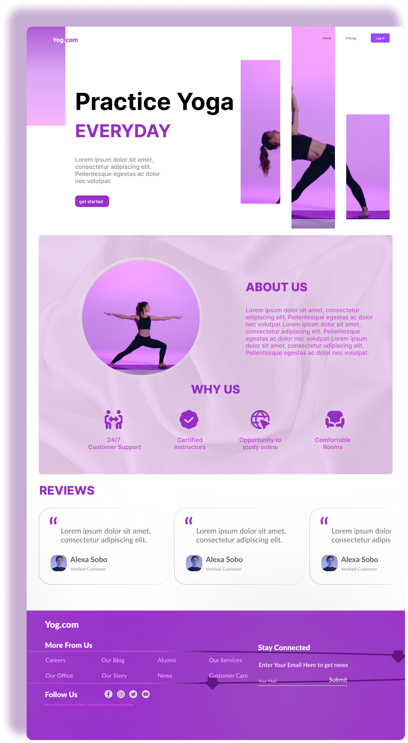 YOG.com - yoga class website UI/UX design by Trina Chatterjee on Dribbble