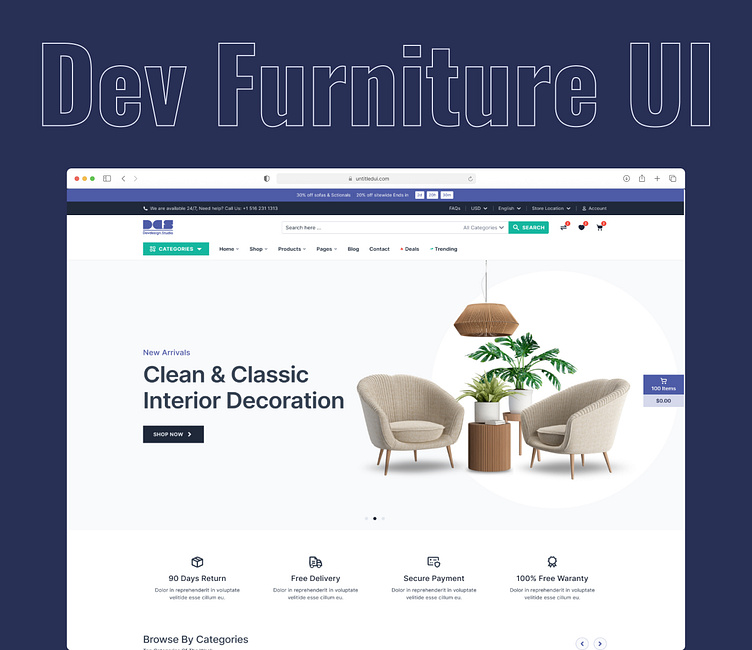 Dev Furniture eCommerce UI Design Free by Dev Design Studio on Dribbble