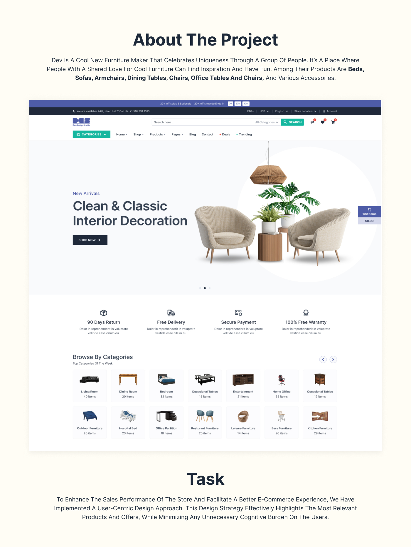 Dev Furniture eCommerce UI Design Free by Dev Design Studio on Dribbble
