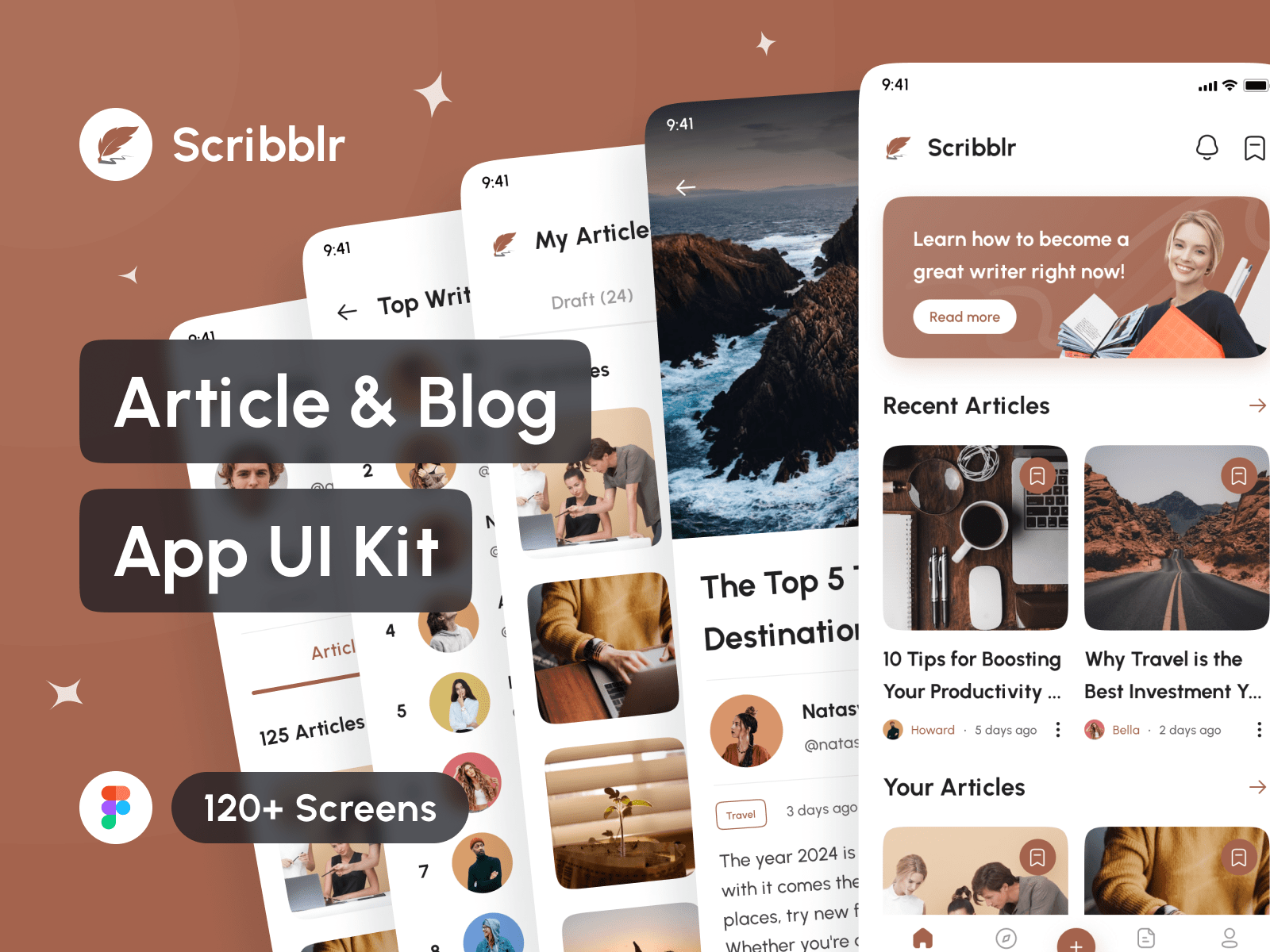 Scribblr - Article & Blog App UI Kit by Sobakhul Munir Siroj on Dribbble