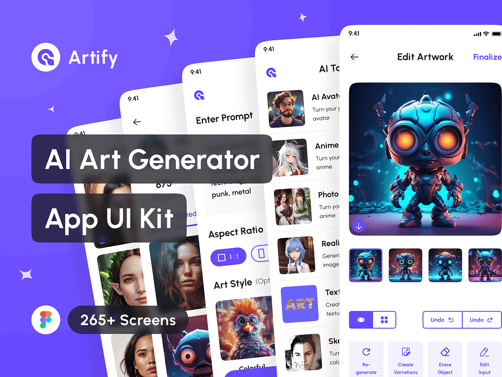 Artify - AI Art Generator App UI Kit by Sobakhul Munir Siroj on Dribbble