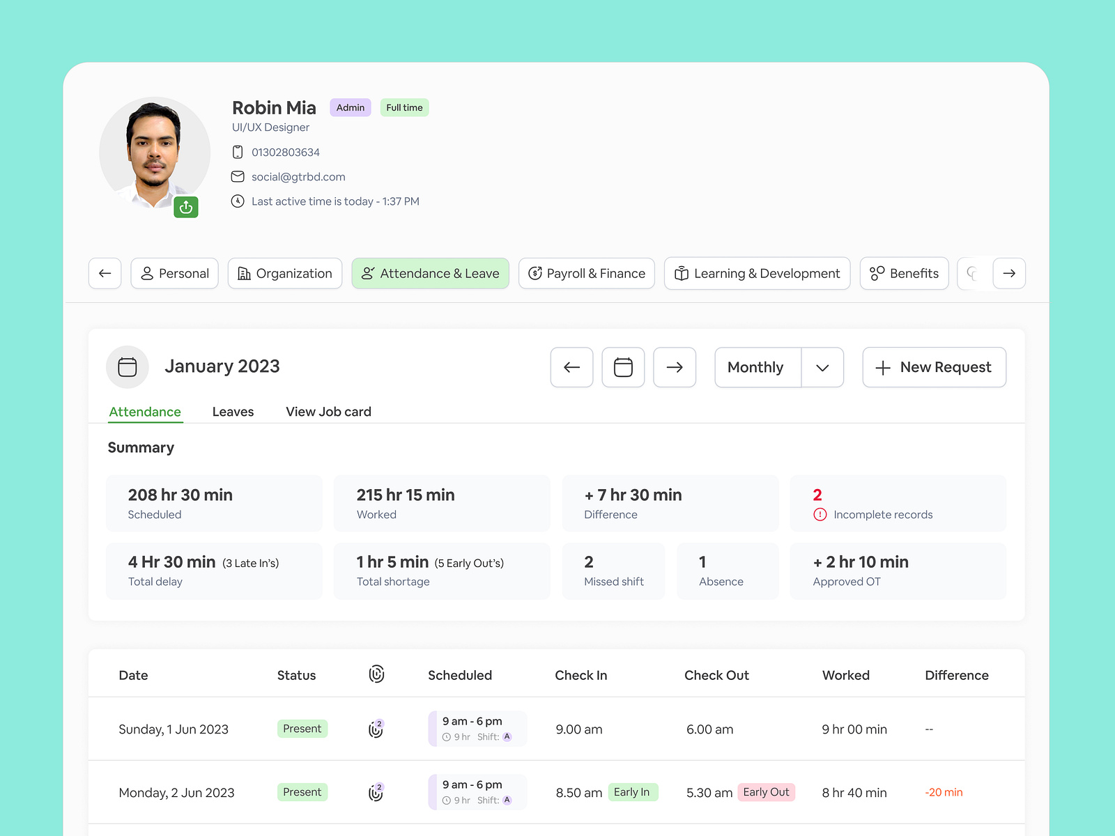 HRM Attendance Management by Robin Mia 💎 Web & Mobile App Design ...