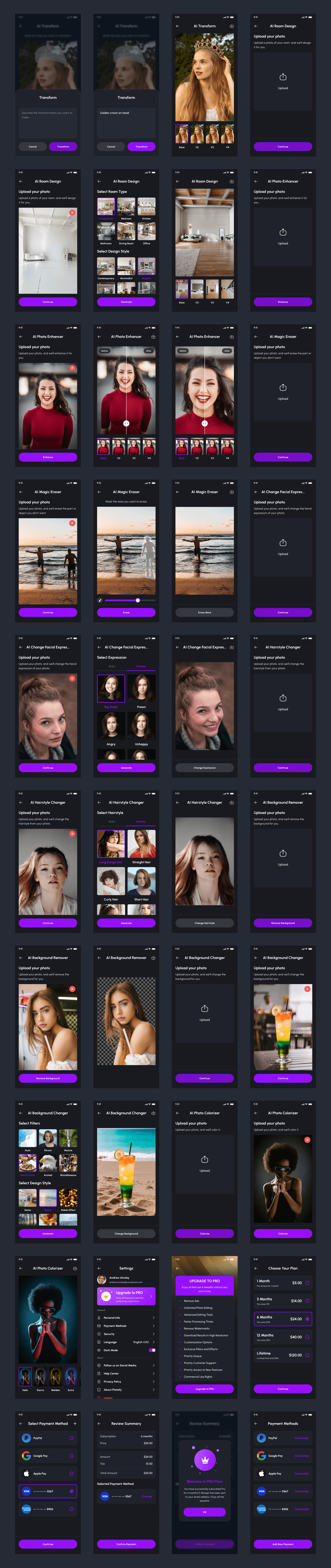 Photofy - AI Photo Editor App UI Kit by Sobakhul Munir Siroj on Dribbble