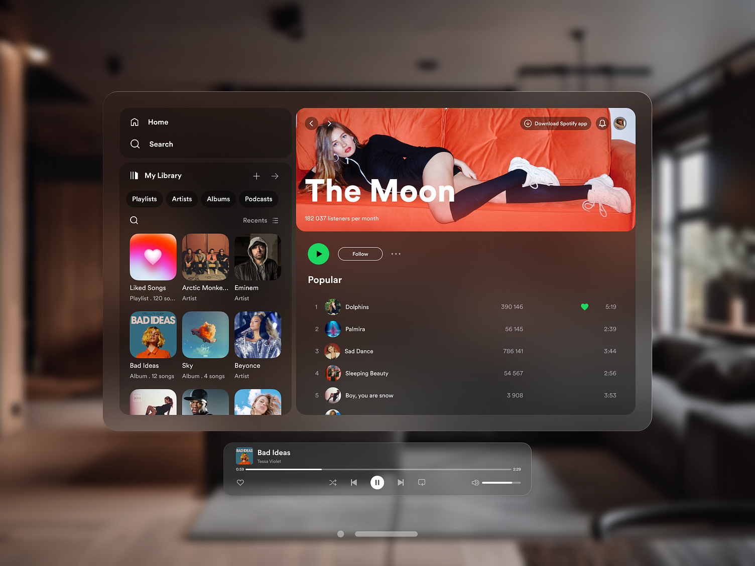 Apple Vision Pro Spotify Dashboard by Julie on Dribbble