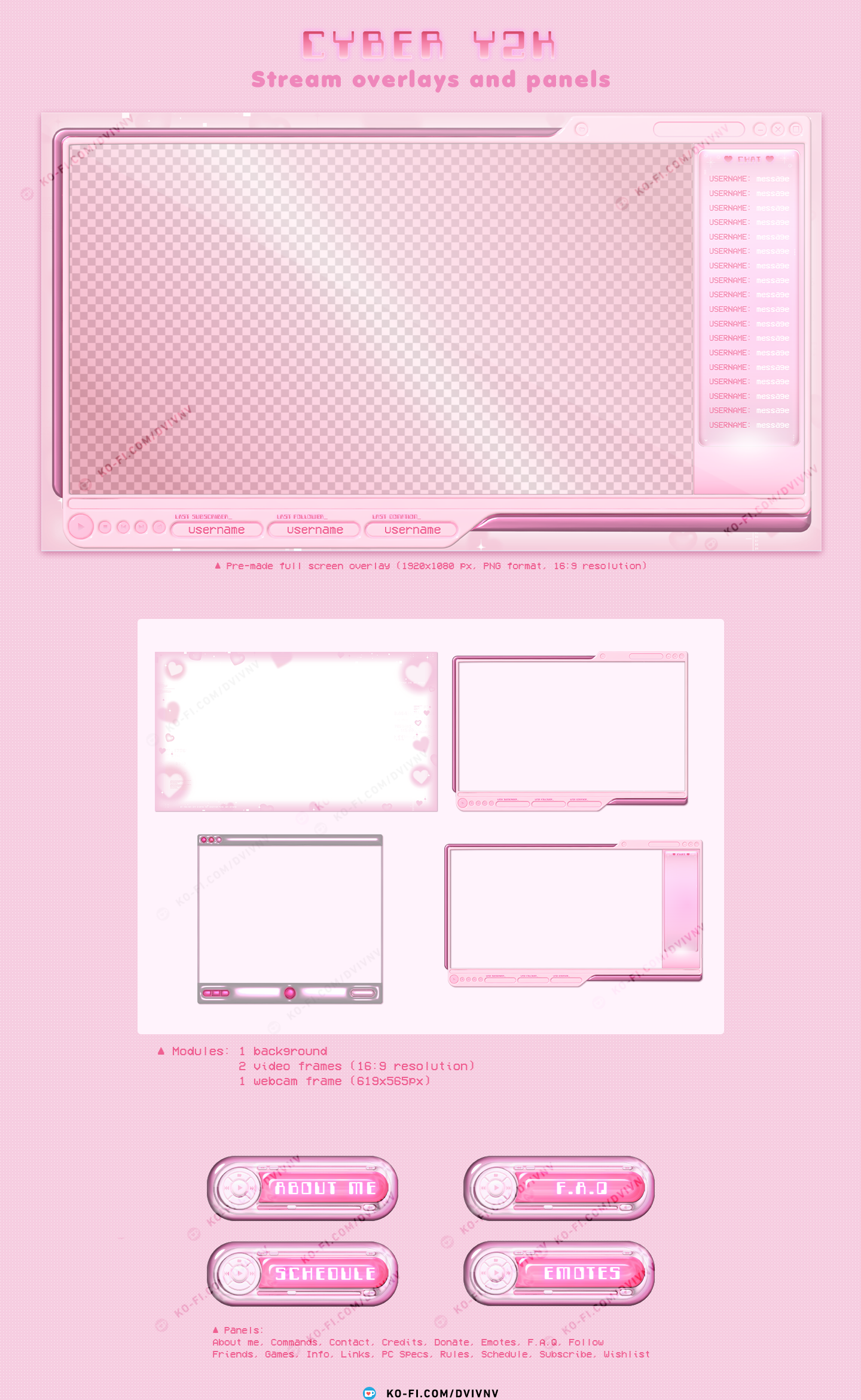 🎧 "Cyber Y2K" Stream Overlays and panels 🎧 by Dvivnv on Dribbble