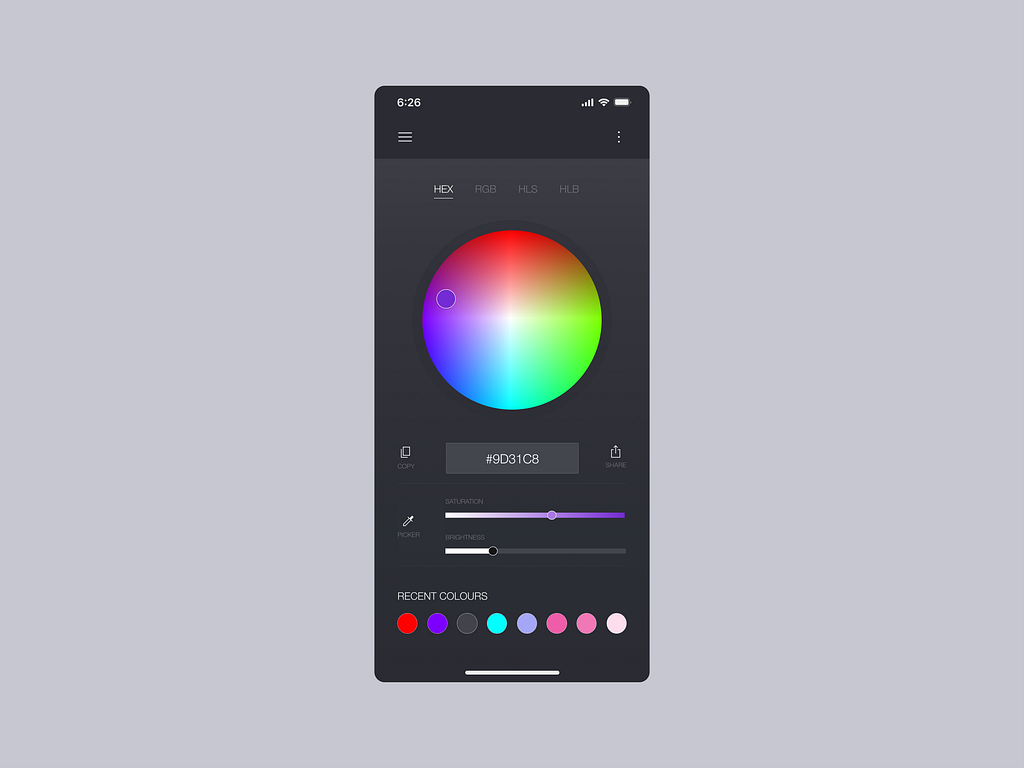 Color wheel UI by Yara Khlystun on Dribbble