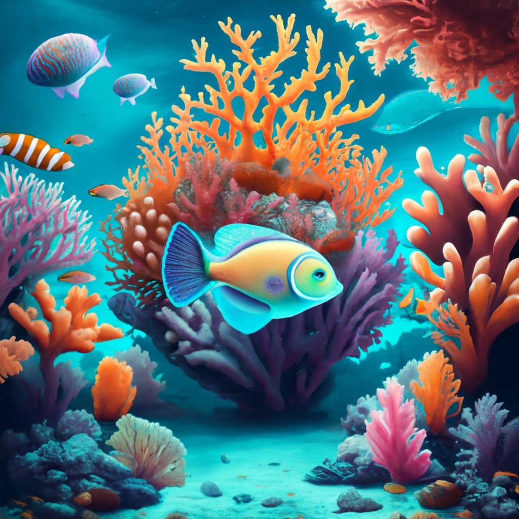 surreal underwater scene with bioluminescent creatures by Laiba ...