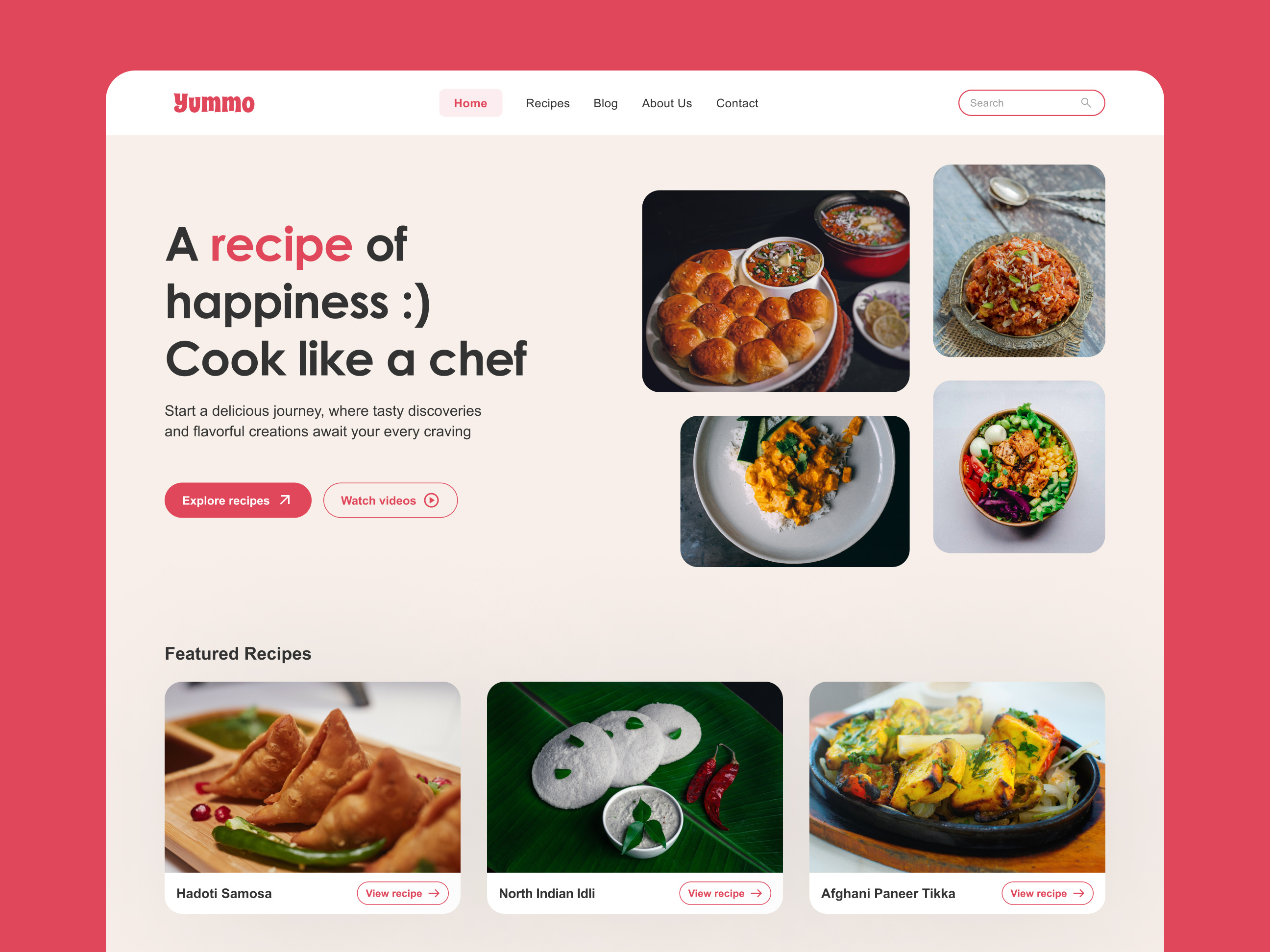 Food Recipe Landing Page designs, themes, templates and downloadable ...