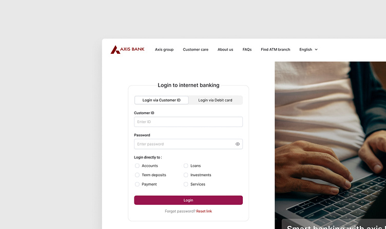 Login UI - Axis Bank by Divyansh Pandey on Dribbble
