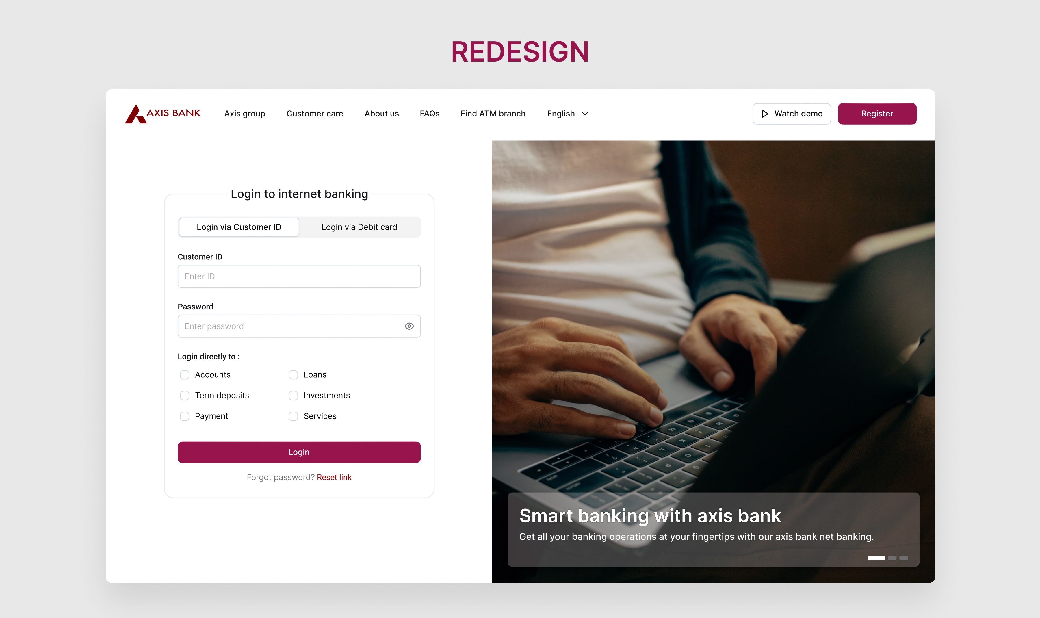 Login UI - Axis Bank by Divyansh Pandey on Dribbble