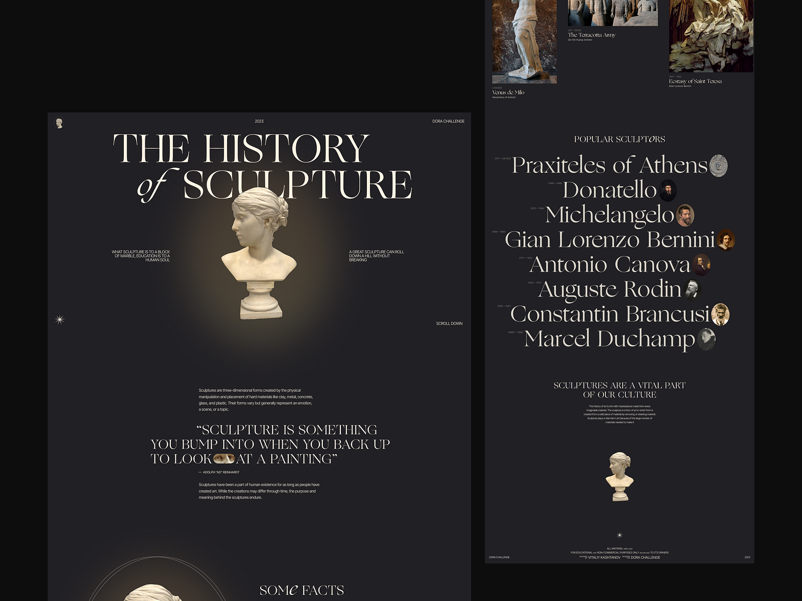 The history of sculpture - Dora challenge landing page by Vitaliy ...