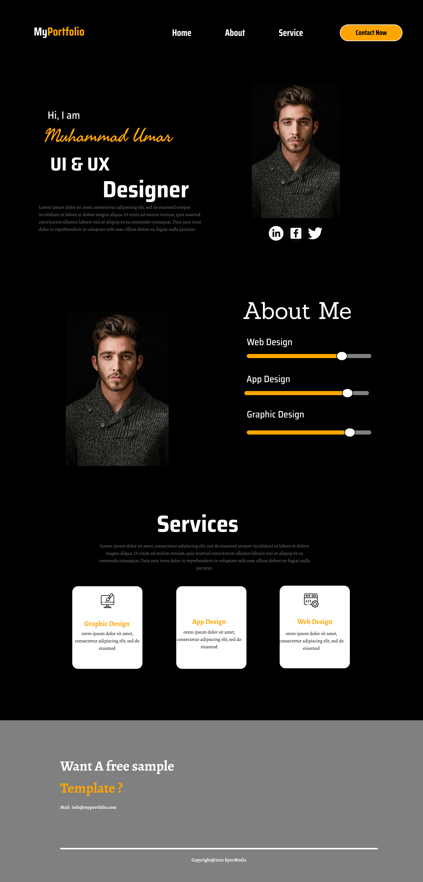 Portfolio Template by MD UMAR on Dribbble