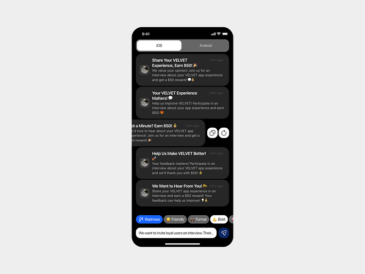 AI Push Notification Generator by Victoria Aleksandrova on Dribbble