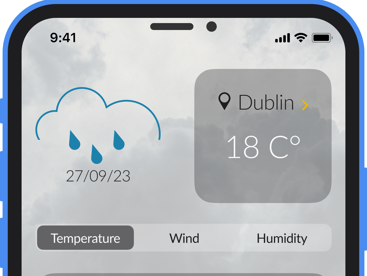 Weather widget by Anna Eivör Shvarova on Dribbble