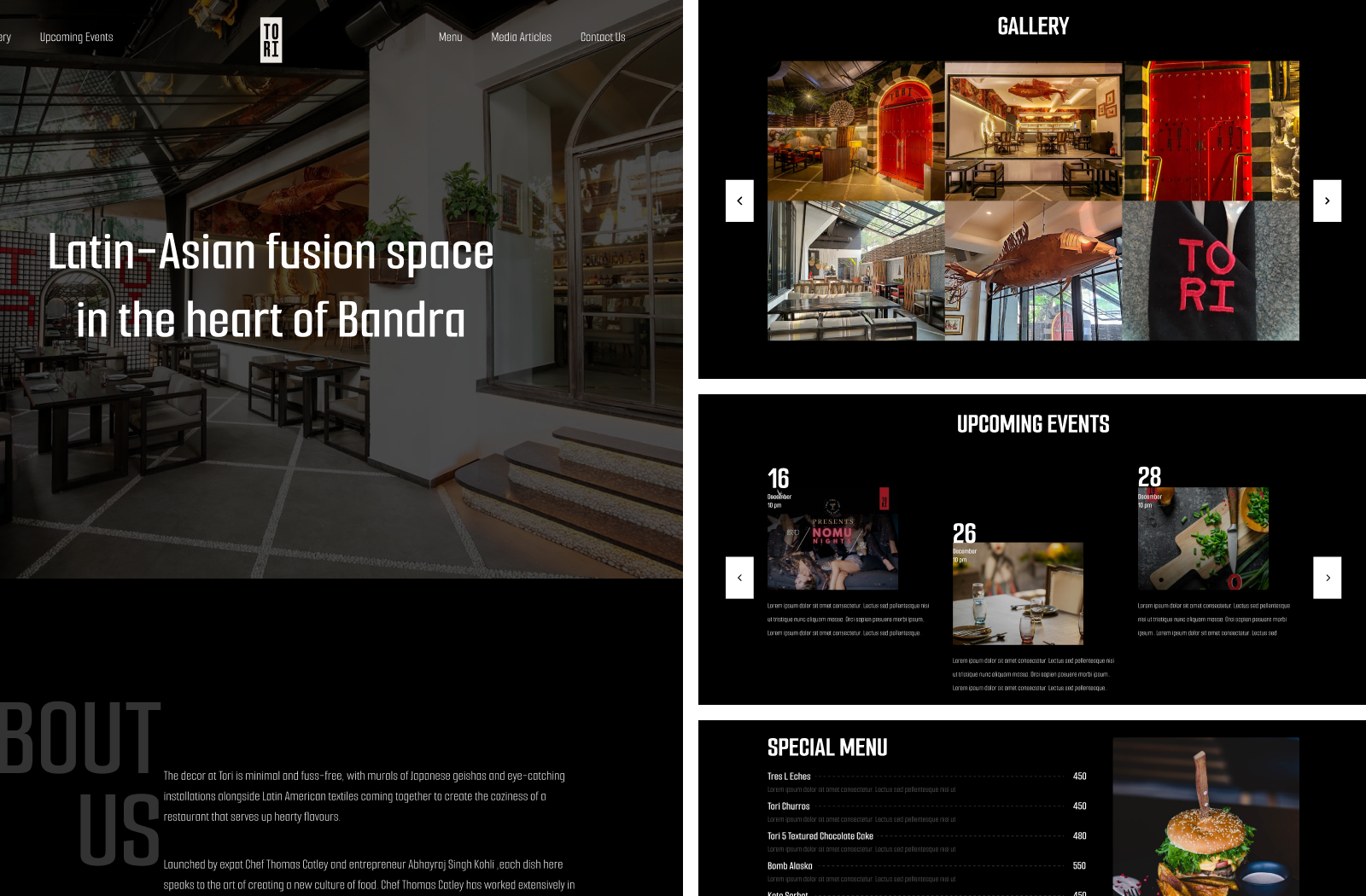 Restaurant Website TORI by Manish on Dribbble