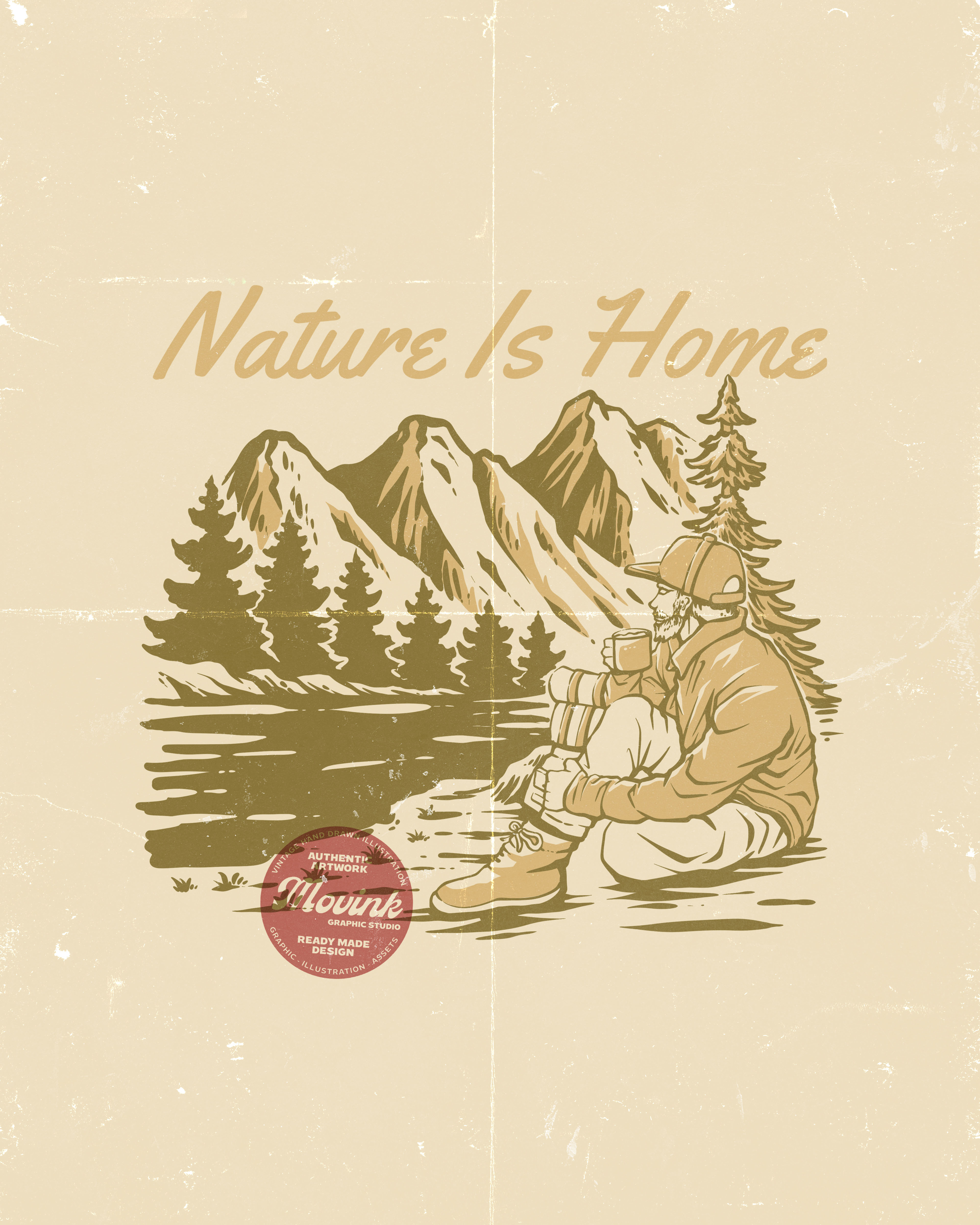 Vintage Retro Nature is Home Illustration by Movink Graphic Studio on ...