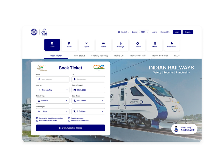 IRCTC Website Homepage Redesign by Anushka Vyas on Dribbble