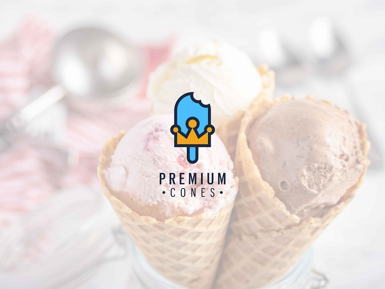 Premium cones, icecream logo,king logo minimalist logo by Fezey ...