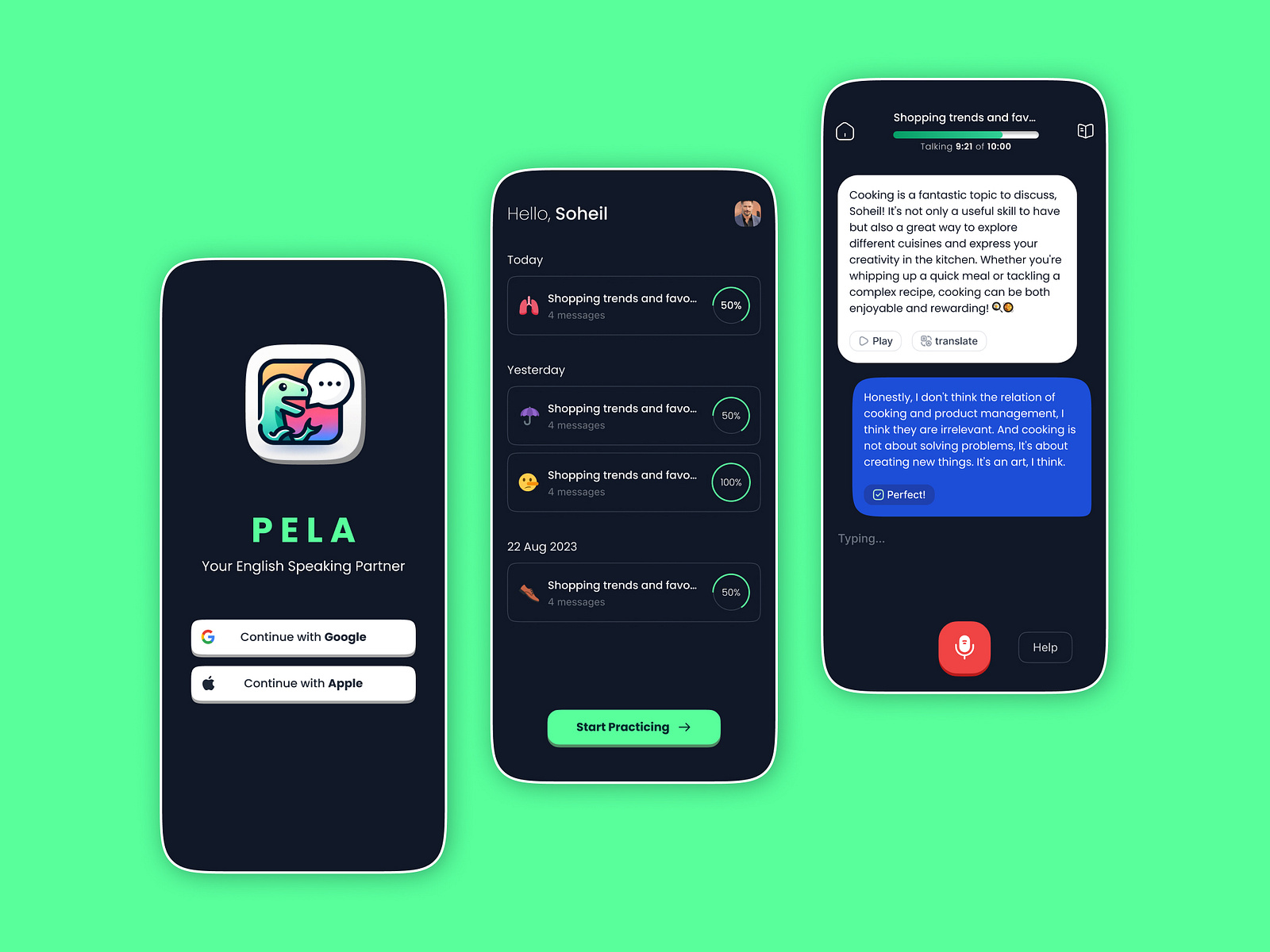 Pela | Your English Speaking Partner by Soheil Shiri on Dribbble
