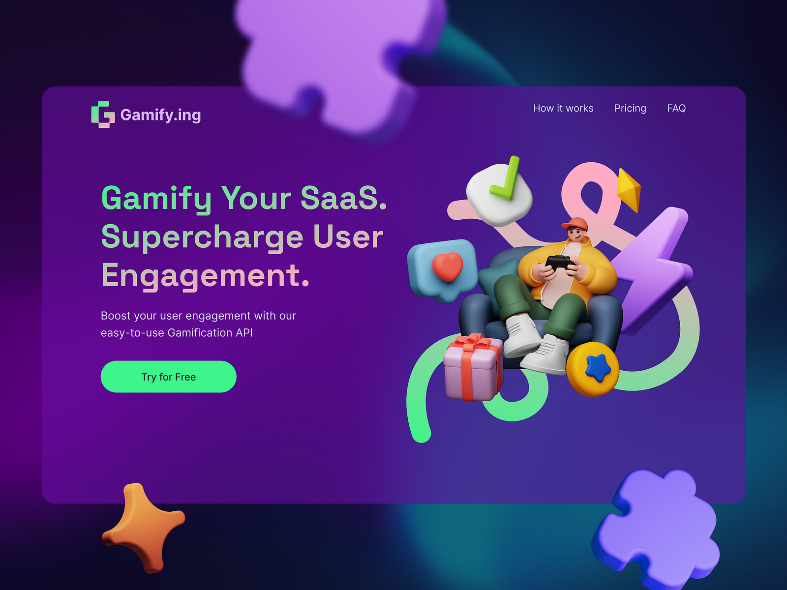 SaaS Gamification - Landing Page by Naresh Meetei on Dribbble