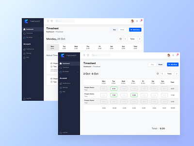 Timesheet dashboard UI by Waqas Hafeez on Dribbble
