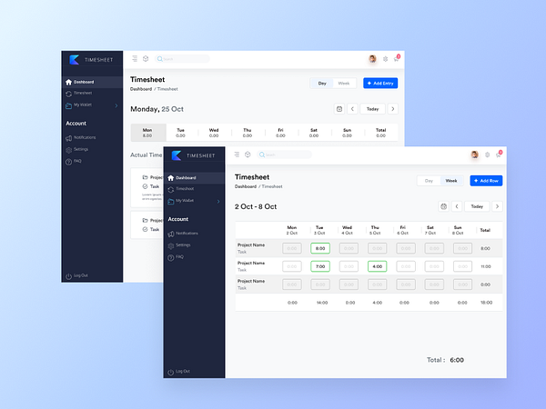 Timesheet dashboard UI by Waqas Hafeez on Dribbble