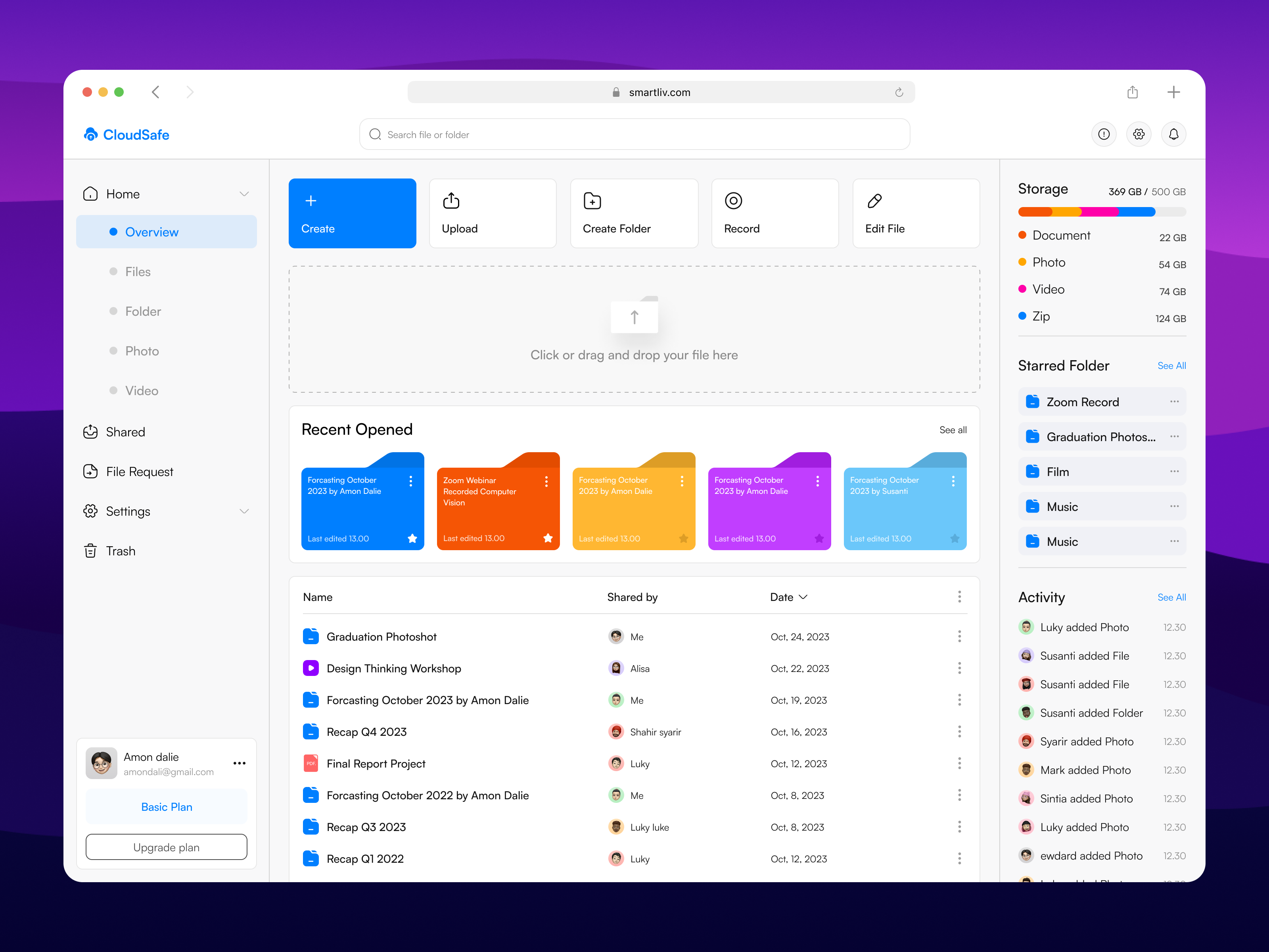 CloudSafe - SaaS File manager by Adhitya Putra for Hatypo Studio on Dribbble